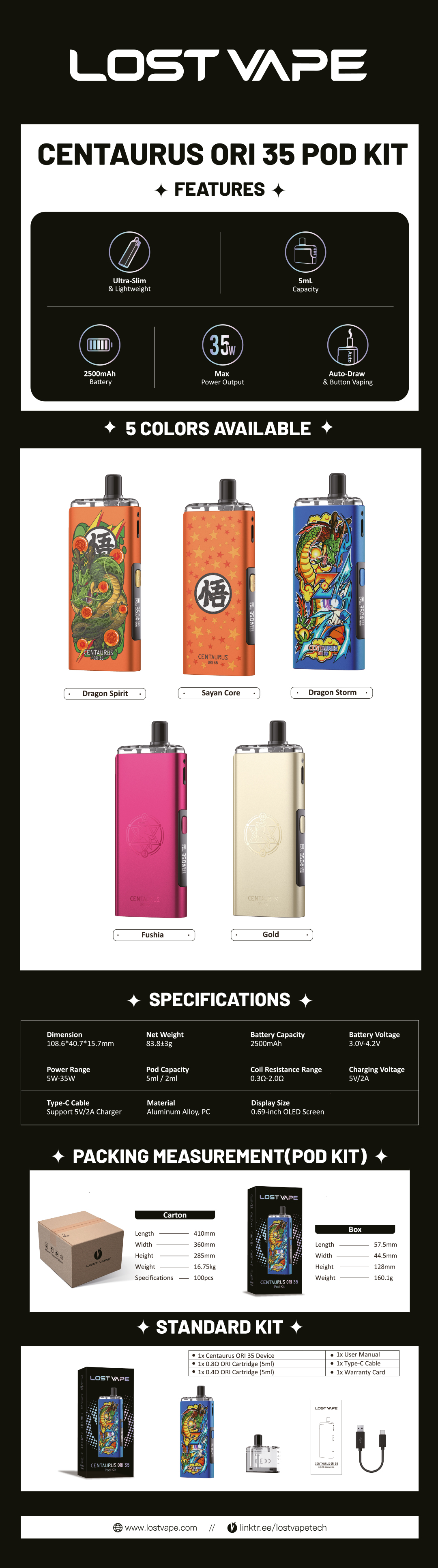 Pod Centaurus Ori 35 Lost Vape pas cher | Nouveauté au top